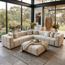 Bradshaw Corner Lounge In Vanilla | Our Furniture Warehouse