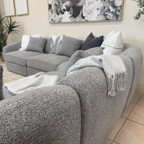 Crescent Corner Lounge In Grey | Our Furniture Warehouse
