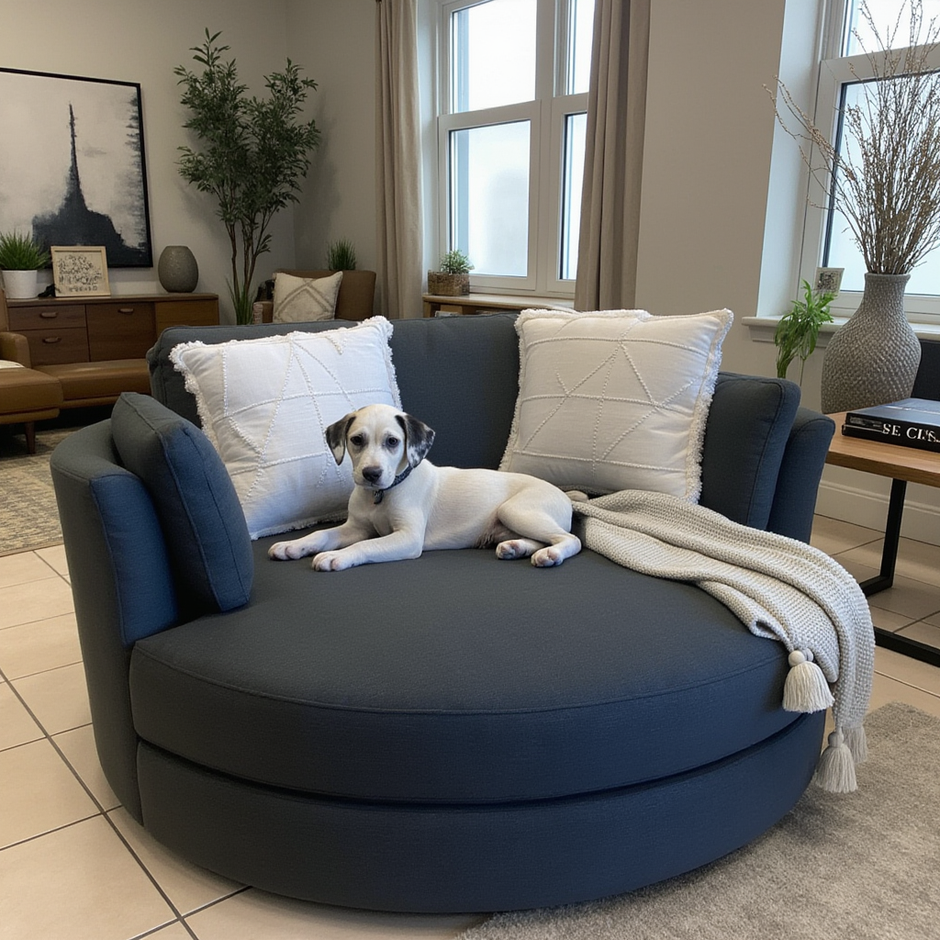 Large Cozy Cuddle Chair with 360' Rotation In Storm Grey