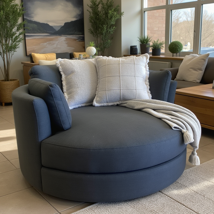 Large Cozy Cuddle Chair with 360' Rotation In Storm Grey