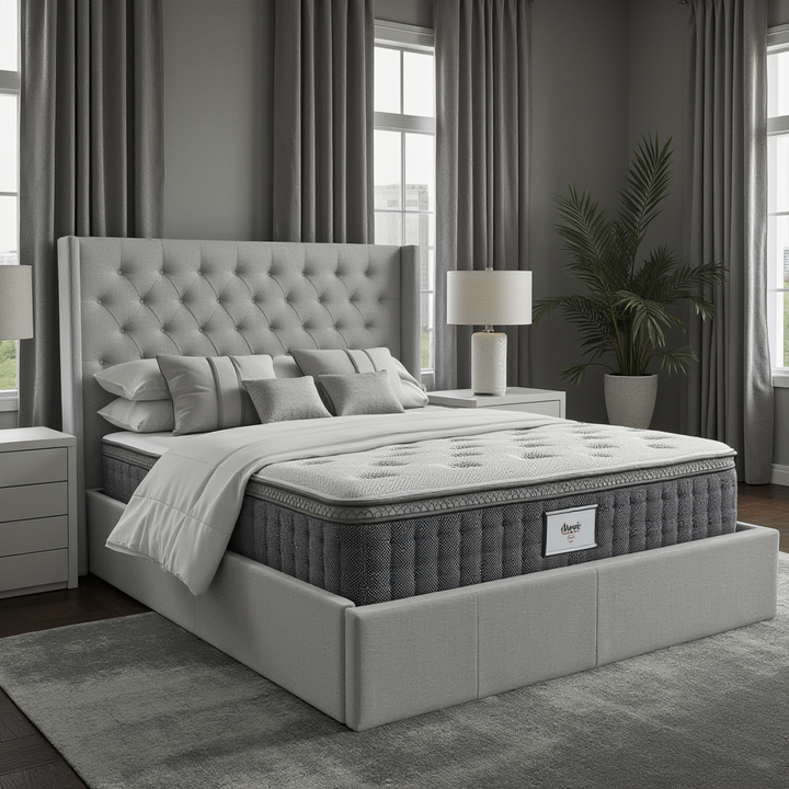 Memphis Bed Frame In Light Grey | Our Furniture Warehouse