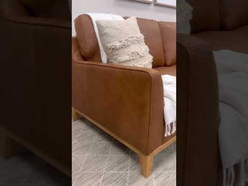 Carson Right Chaise In Tan Leather | Our Furniture Warehouse