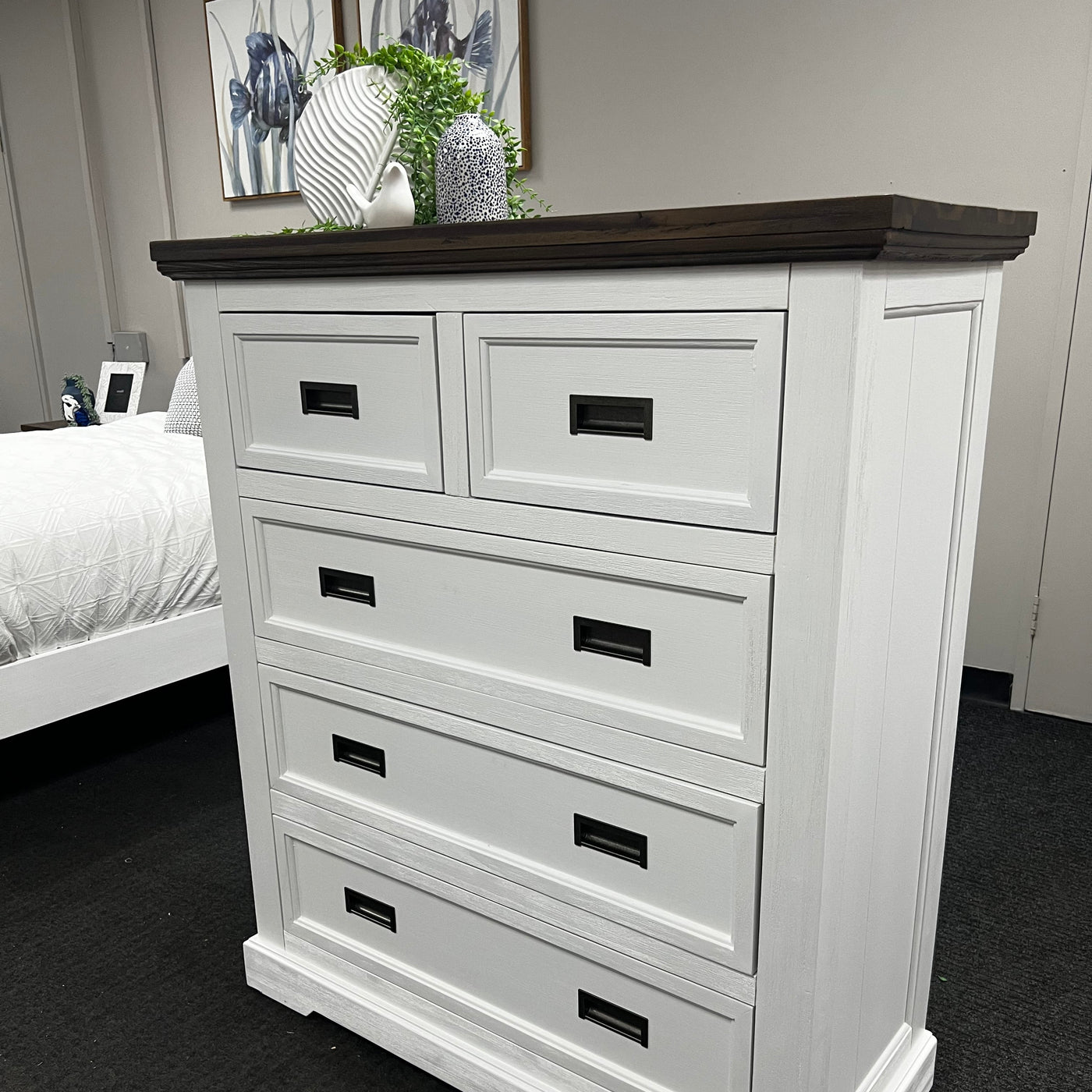 Hamptons Tallboy Chest | Our Furniture Warehouse