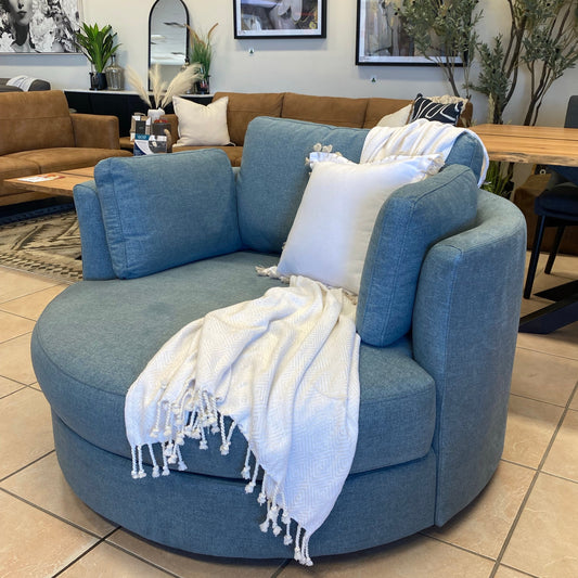 Large Cozy Cuddle Chair with 360' Rotation In Rustic Blue