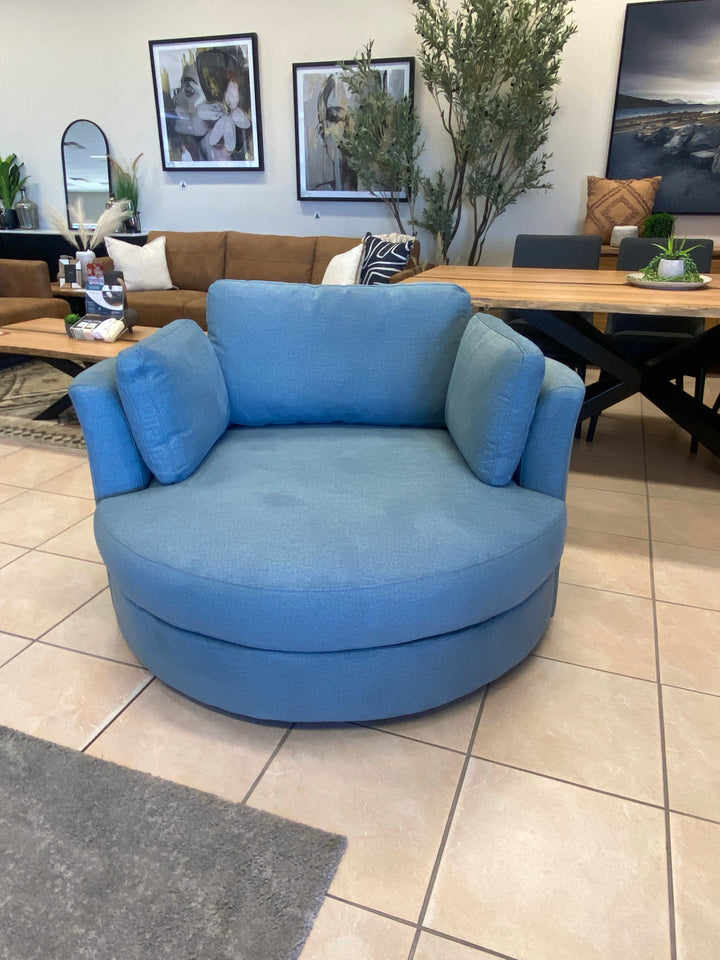 Large Cozy Cuddle Chair with 360' Rotation In Rustic Blue