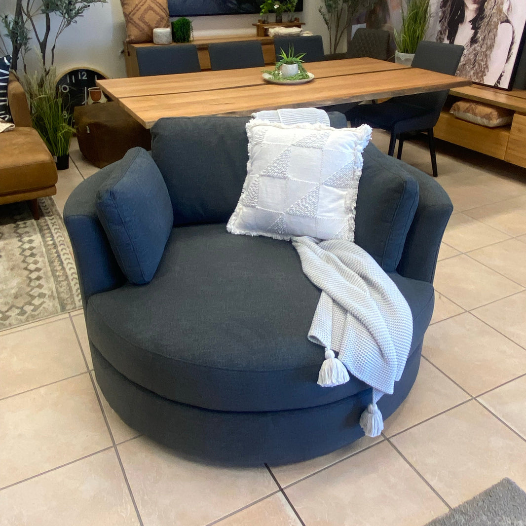 Large Cozy Cuddle Chair with 360' Rotation In Storm Grey